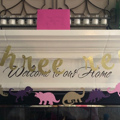 Three Rex Banner, Three Rex Sign, Three Rex Party Decor, Dinosaur ...