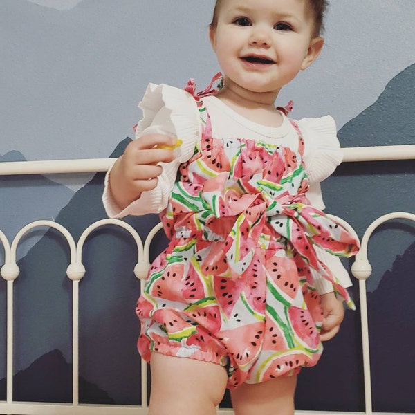 Watermelon Romper With Bow Details - Etsy
