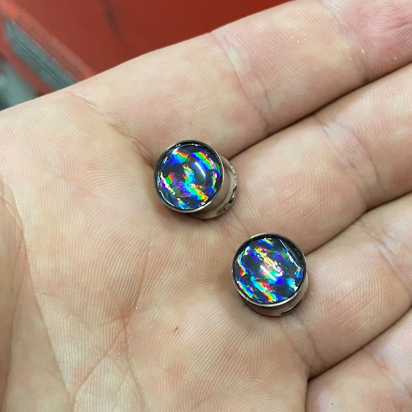 Embedded Black Chrome Color Shift Double Flare Plugs, Surgical Steel - Etsy