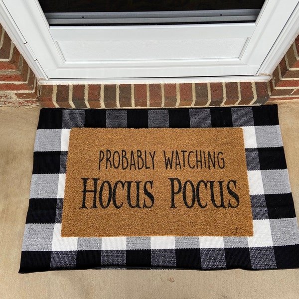 Probably Watching Hocus Pocus Doormat, Fall Door Mat, Fall Decor, Fall ...