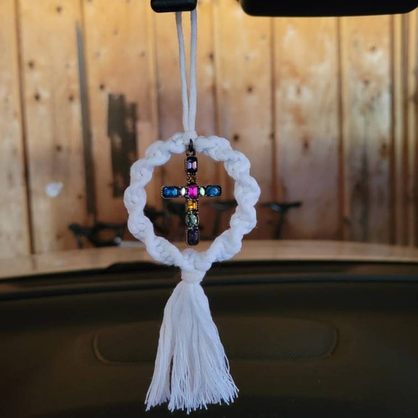 Car Mirror Cross, Cross Car Charm, Christian Rearview Mirror Hanging ...