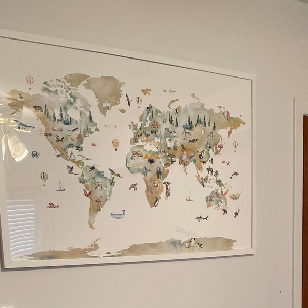 Illustrated World Map | Kids Room World Map | Personalized Nursery ...