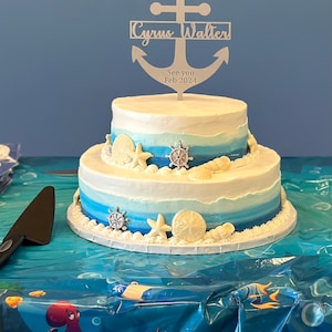Personalized Anchor Cake Topper, Nautical Wedding Cake Topper, Naval ...