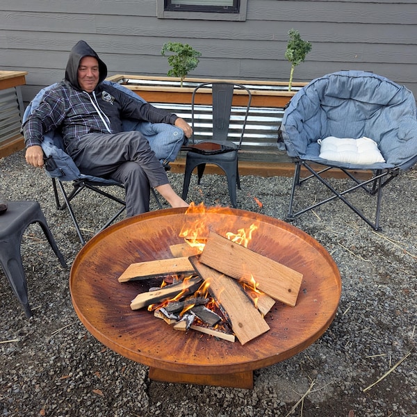 42-inch Durable Steel Fire Pit With Matching Top: Custom Outdoor Bowl ...