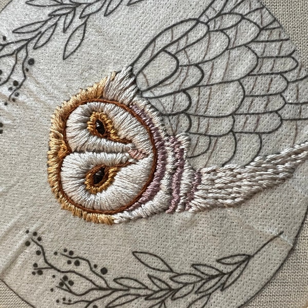 Barn Owl Embroidery Pattern PDF / Digital Hand Embroidery / Beginner / Bird Spooky Halloween ...