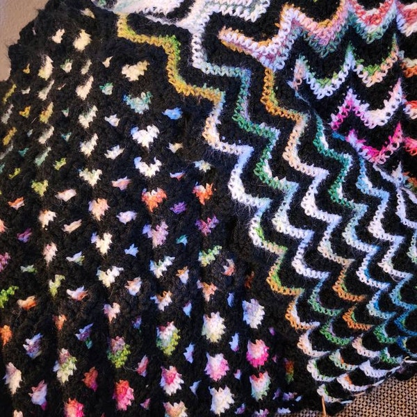 Vintage Crochet Pattern Sweetheart Ripple Afghan Pink Red Hearts Throw ...