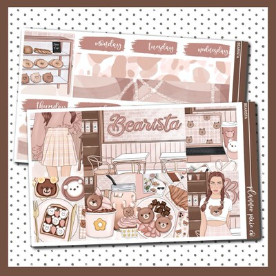 Bear Cafe Coffee Shop Brunch Fashion Girl Clip Art Cute Coffee Tea ...