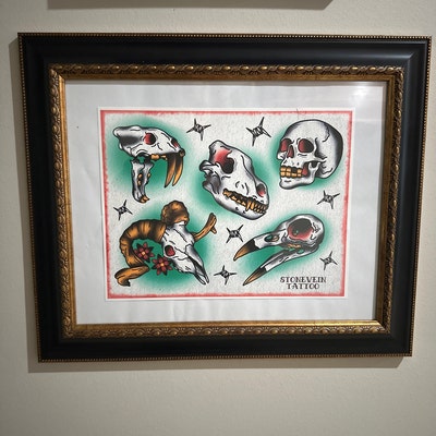 Heart Tattoos Heart Tattoo Flash Sheet Print Gemstone Tattoos ...