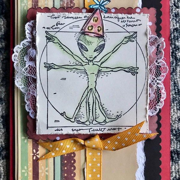 Alien Circle RUBBER STAMP, Vitruvian Alien Stamp, Alien Stamp, Flying ...