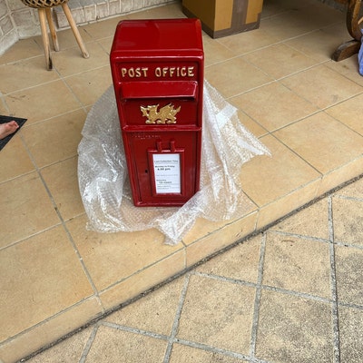 Welsh Cast Iron Royal Mail Red Post Box ER GR VR Letterbox Mailbox ...