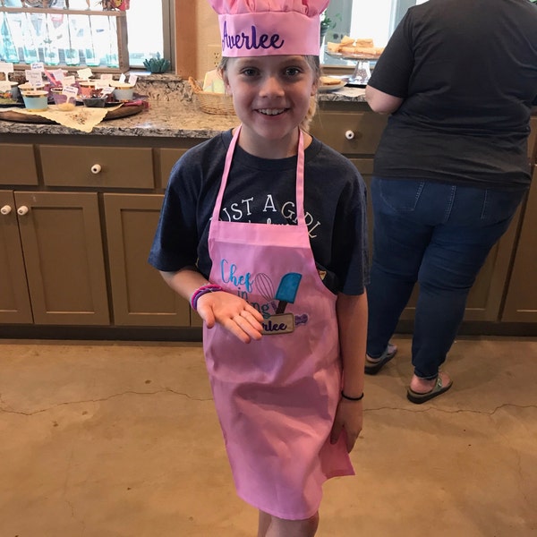 Personalized Child's Apron, Embroidered Girls Cooking Set, Kids Cooking ...