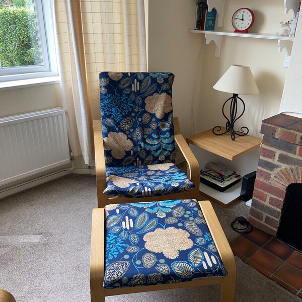 NEW | IKEA Poang Chair Cushion Cover - Tropical Forest Blue Print - Etsy