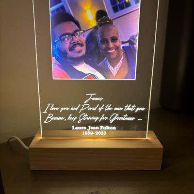 Custom Personalized Photo LED Wood Stand Room Night Light up Table Lamp ...