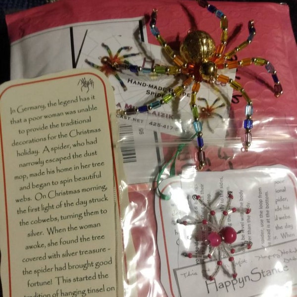 Purple Decorative Beaded Spiders - Etsy