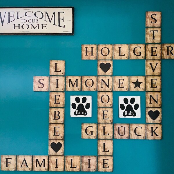 Personalized Paw Print, Paw Print Scrabble, Paw Print Name, Dog Lover ...