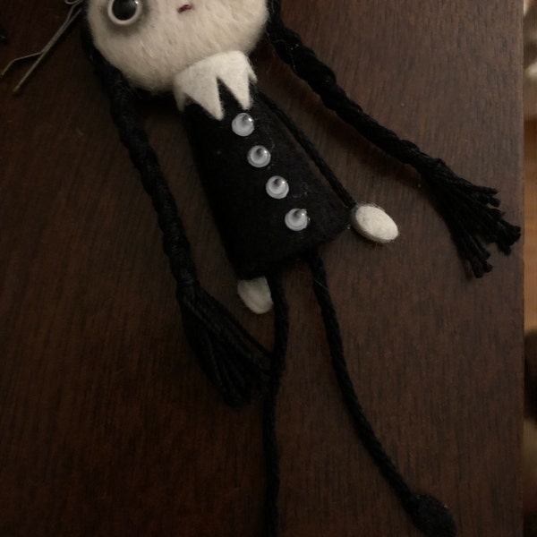 Tiny Wednesday Addams-ish Rag Dolly Gothic Miniature Doll MADE TO ORDER ...
