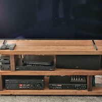 Reclaimed TV Stand Solid Wood Console Media Chunky Rustic Oak Wooden ...