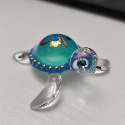 Small Blue Turtle Glass Figurine - Etsy