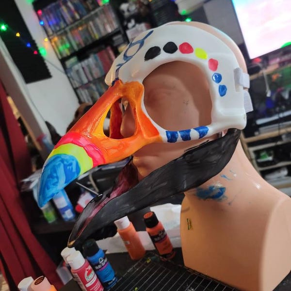 Raven Bird Skull Corvus Bone Skull Mask - Movable Moving Hinge Jaw- 3D ...