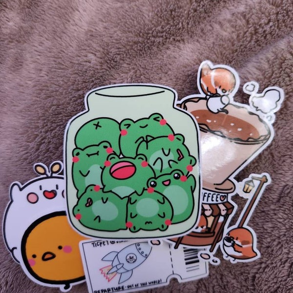 Cute Frogs Vinyl Stickers/frog Stickers/frog Cute Stickers/for Laptop ...