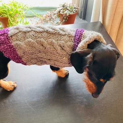 English Bulldog Hand Knit Sweater 18' Long Wool Charcoal Cable - Etsy