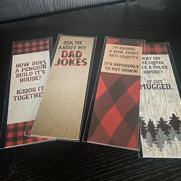 Funny Bookmark, Lumberjack Print Dad Jokes Funny Bookmark, Gift for Dad ...