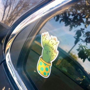 Cactus Sticker, Cat Decal, Potted Plant Sticker, Plant Mom, Prickly ...