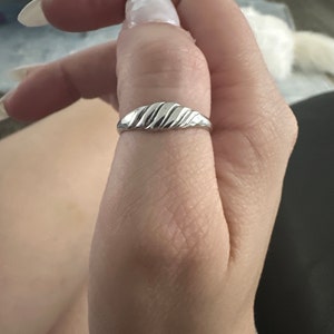 14k Solid Gold Tiny Croissant Ring, Thin Croissant Gold Dome Ring, Dainty Pinky Ring, Small ...