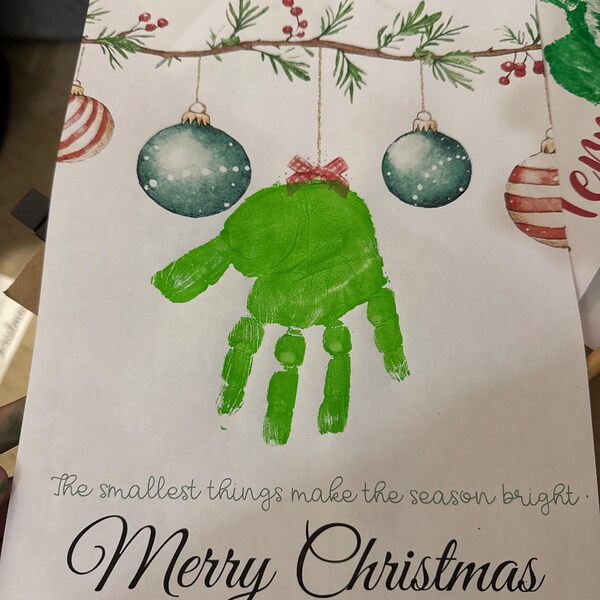 Merry Christmas Footprint Craft, Printable Christmas Handprint DIY Art ...