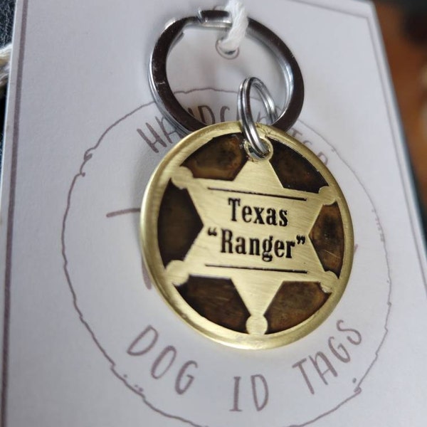 Personalized Dog ID Tag Sheriff Badge Star Brass Handmade Dog Gift - Etsy