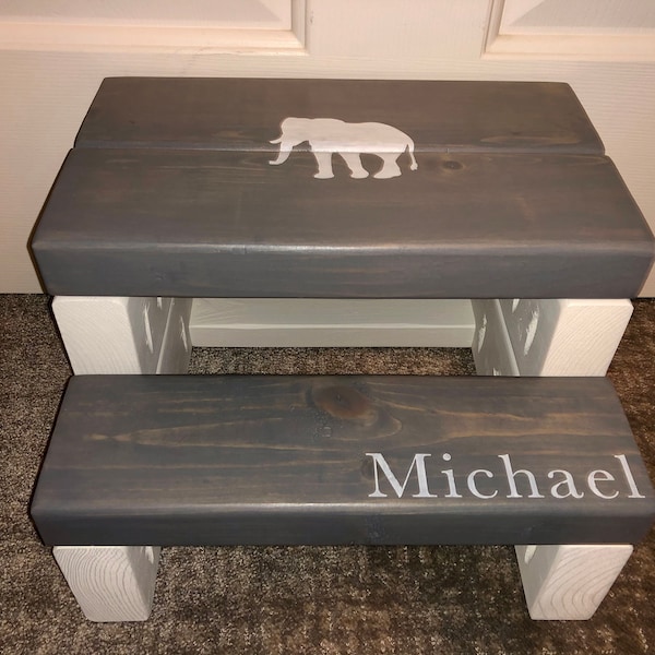 Personalized Rustic Kids Step Stool With Graphic - Etsy