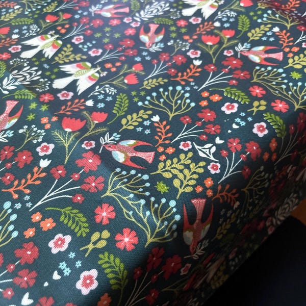 Funky Tulip Blue Scandinavian Print Oilcloth Tablecloth Cotton Cloth ...