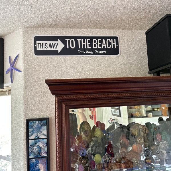 Beach Arrow Sign, Personalized This Way to the Beach Location Sign ...