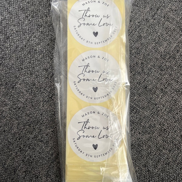 Wedding Confetti Bag Personalised Stickers, Throw Us Some Love Confetti ...