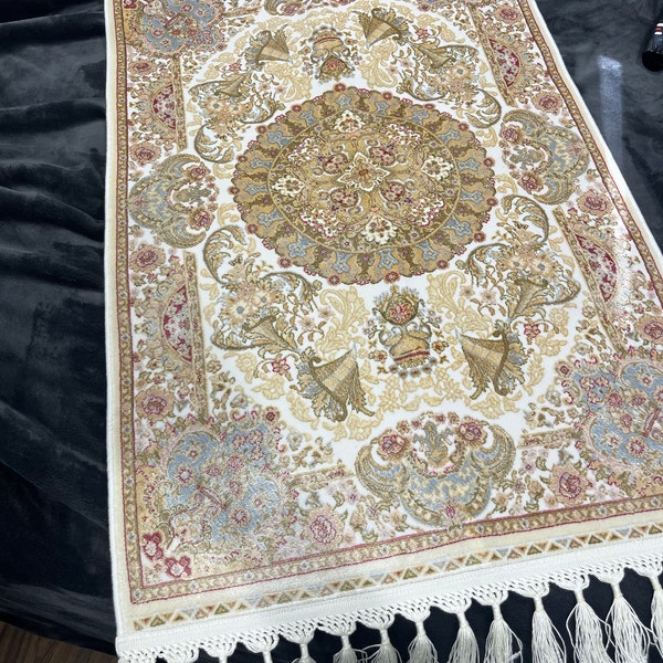 Vintage Blue Rug, Turkish Area Rug, Turkish Rug 5x7, Silk Rug 7x10, Rug ...