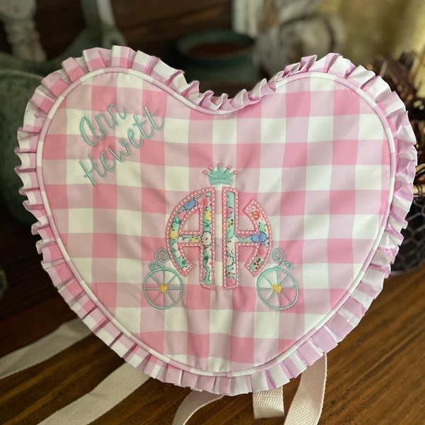 Monogram Heart Shape Backpack Personalize Book Bag Back to School Women ...