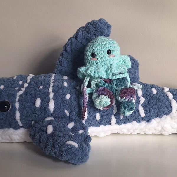 PATTERN: Plush Winslow the Whale Shark With Mouth Pocket and Mini Fish and Shrimp - Crochet ...