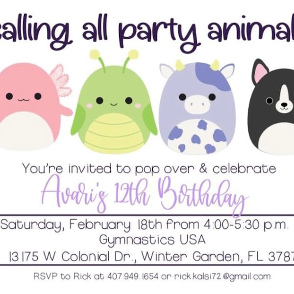 Squish Plush Birthday Invitation, Stuffed Animals Invitation ...