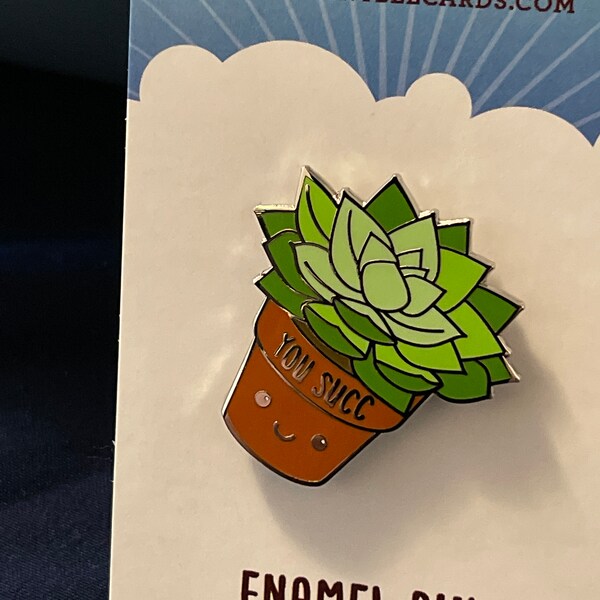 Succulent Enamel Pin Rude Pun "you Succ" - Rude Enamel Pin, Funny ...