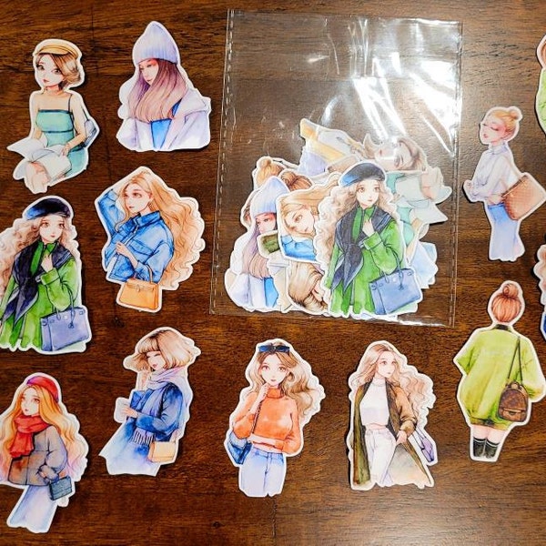 Fashion Girl Stickers | Watercolor Style Modern Girls Streetwear ...