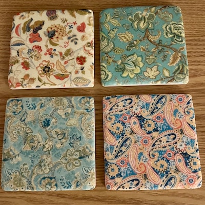 Set 4 French Shabby Chic Ceramic Tile Coasters Various Styles FREE ...