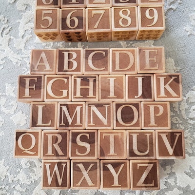 Wood Alphabet Block Set With American Sign Language - Etsy