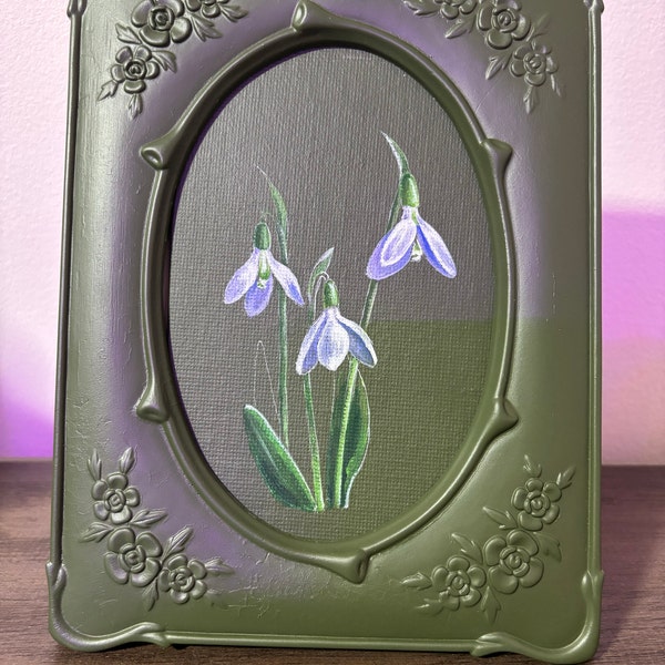 Original Daffodils Oil Painting Vintage Framed Wall Art Elegant Spring ...