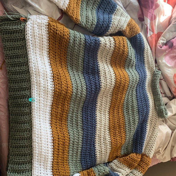 PDF Crochet Pattern for the Retro Stripes Sweater - Pullover - Megmade ...
