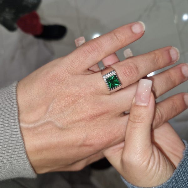 Unique Mens Pinky Signet Ring in Silver, Rectangle Solid Silver Pinky ...