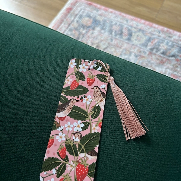 Strawberry Birds Bookmark. With or Without Tassel- Kawaii Illustrated ...