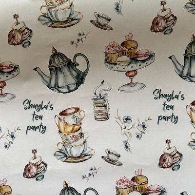 Tea Party Gift Wrap, Tea Party Luxury Wrapping Paper, Tea Party Bridal ...