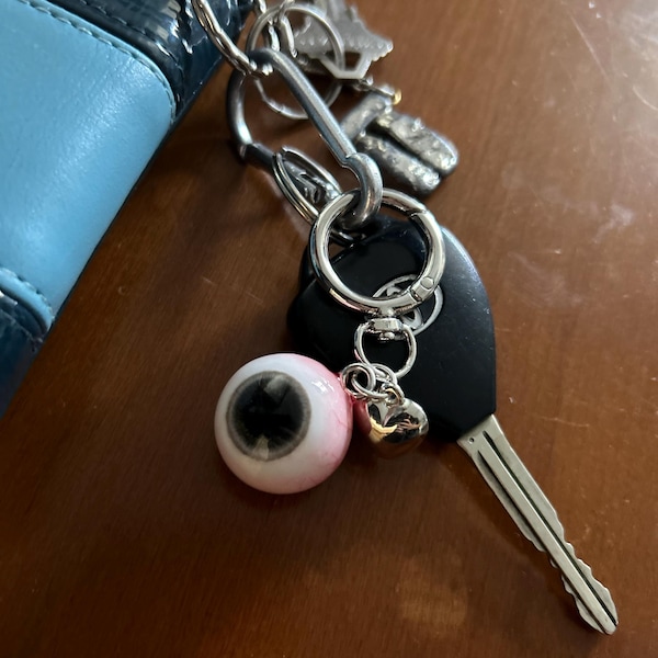 Handcrafted Resin Eyeball Keychain: Golden Glitter Iris, Gothic Style ...