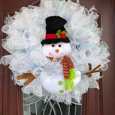 Snowman Wreath Decor Kit, Plush Snowman Wreath Accent, Snowman Wreath ...