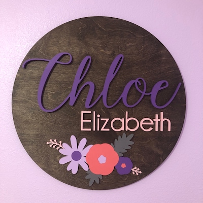 Custom Name Sign Round Sign Baby Name Sign Nursery Room - Etsy